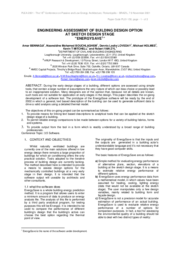 (PDF) Engineering Assessment of Building Design Option At Sketch Design ...