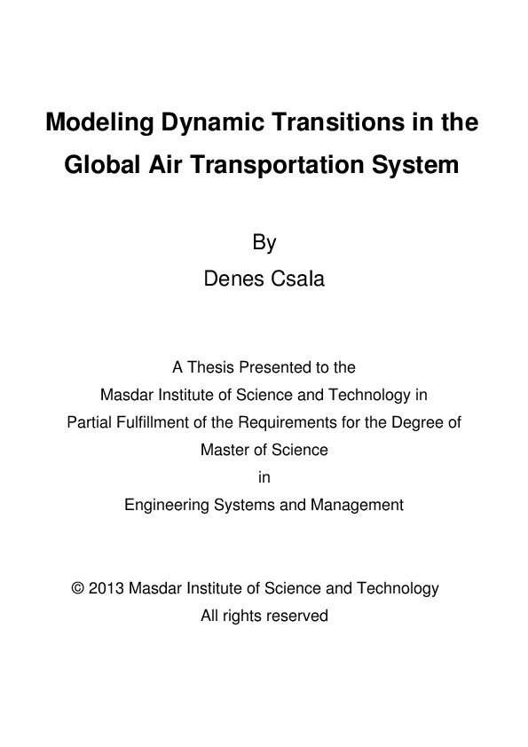 (PDF) Modeling Dynamic Transitions in the Air Transportation System - A ...