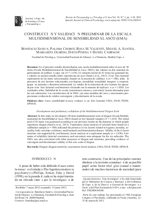 (PDF) Construcción y validación preliminar de la Escala Multidimensional de Sensibilidad al Asco ...