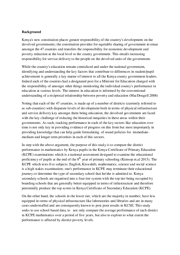 (PDF) Exploring factors affecting KCPE mathematics performance across ...