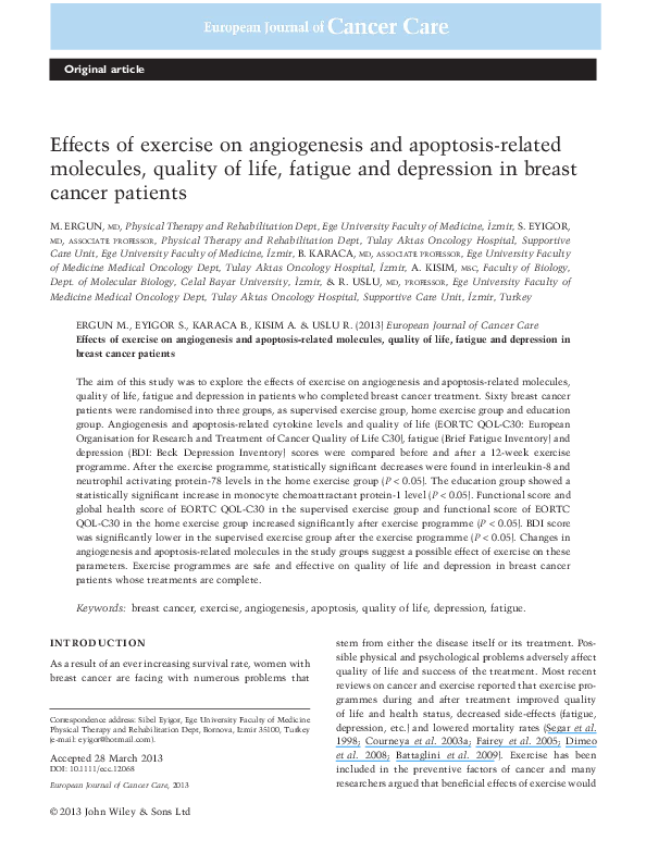 (PDF) Effects of exercise on angiogenesis and apoptosis-related ...