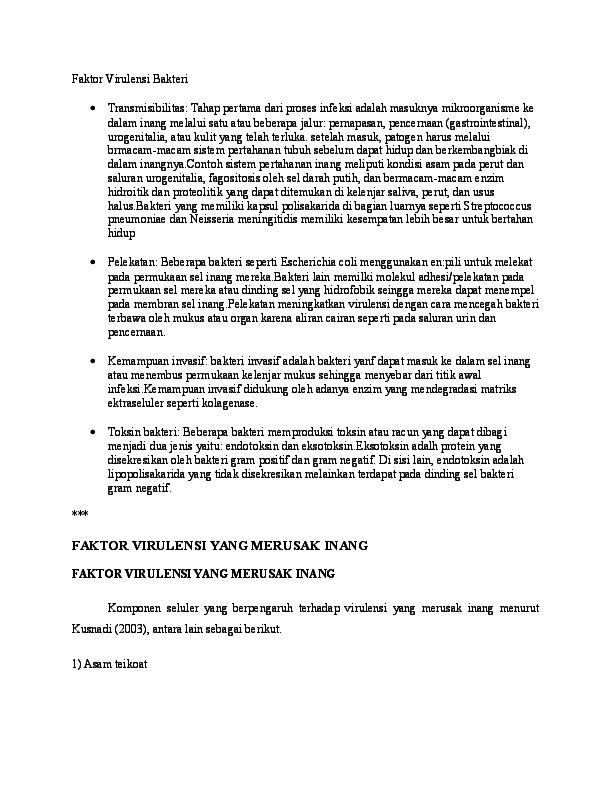 (DOC) Faktor Virulensi Bakteri