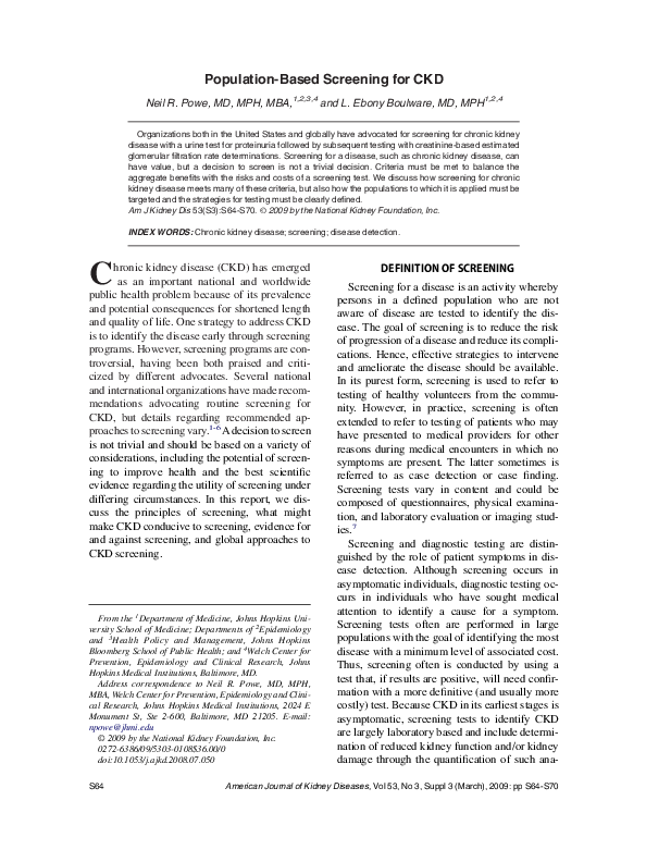 (PDF) Population-Based Screening for CKD