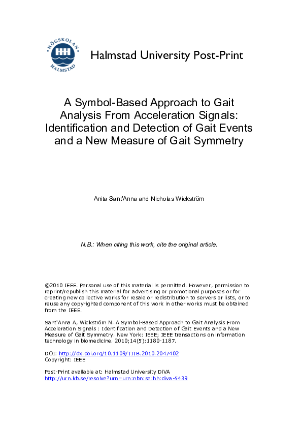 (PDF) A symbol-based approach to gait analysis from acceleration signals: identification and ...