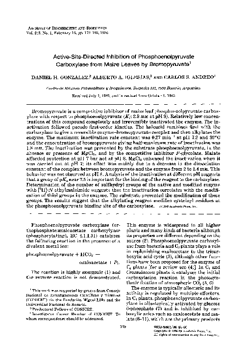 (PDF) Active-site-directed inhibition of phosphoenolpyruvate ...