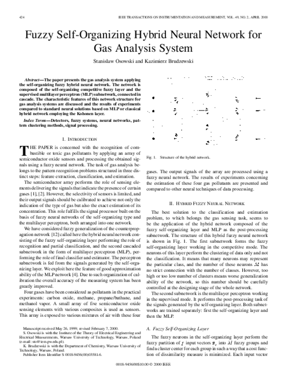 Pdf Fuzzy Self Organizing Hybrid Neural Network For Gas Analysis System Stanisław Osowski 