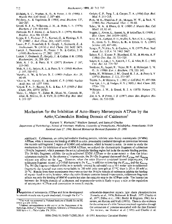 (PDF) Mechanism for the inhibition of acto-heavy meromyosin ATPase by ...