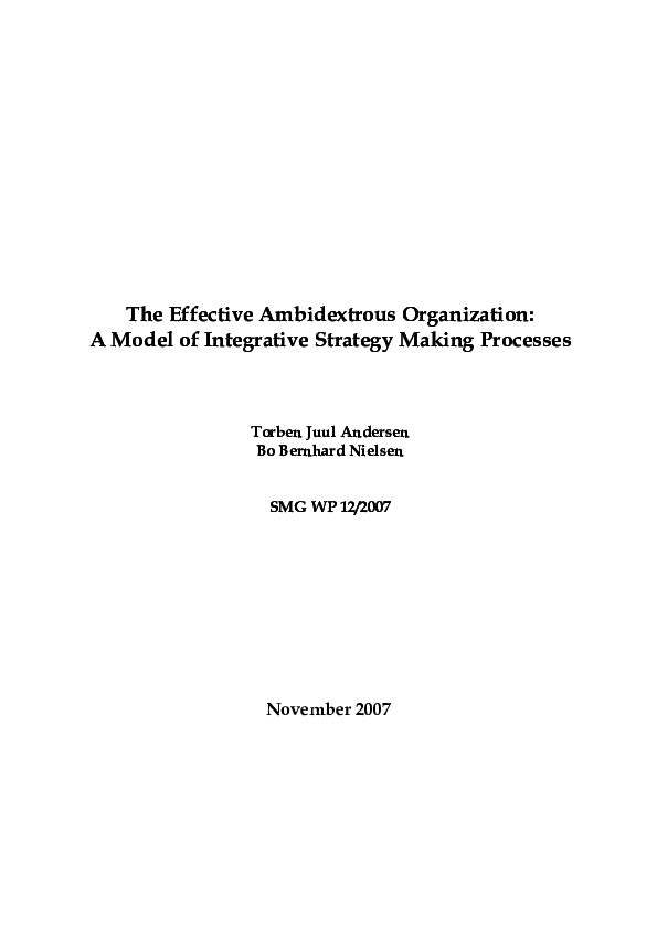 (PDF) The Effective Ambidextrous Organization: A Model of Integrative ...