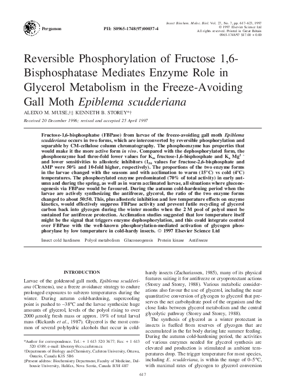 (PDF) Reversible phosphorylation of fructose 1,6-bisphosphatase ...