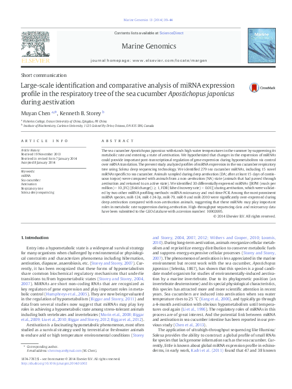 (PDF) Large-scale identification and comparative analysis of miRNA ... (PDF) Large-scale identification and comparative analysis of miRNA ...