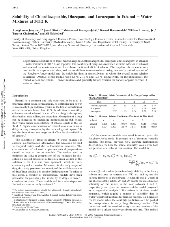 Pdf Solubility Prediction Of Paracetamol In Water Glycerol Mixtures At 25 And 30 Â°c Using The