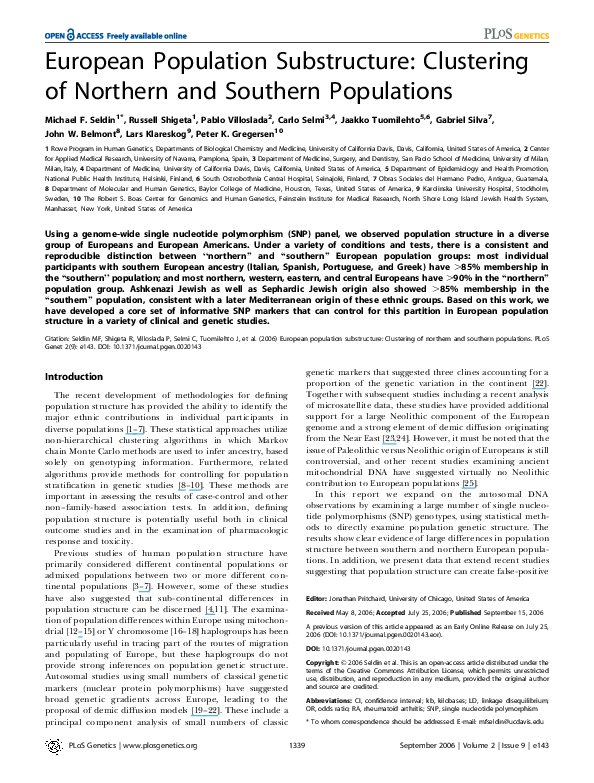 (PDF) European Population Substructure: Clustering of Northern and ...