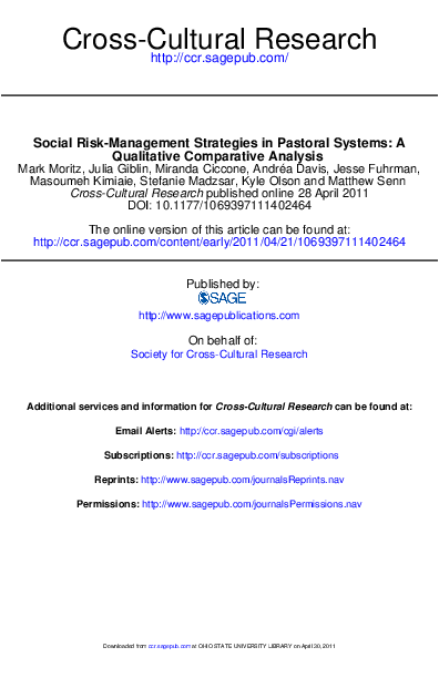 (PDF) Social Risk-Management Strategies in Pastoral Systems: A ...