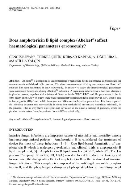 (PDF) Does amphotericin B lipid complex (Abelcet®) affect ...