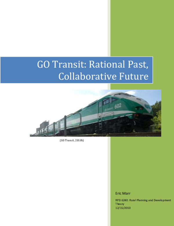 (PDF) GO Transit: Rational Past, Collaborative Future