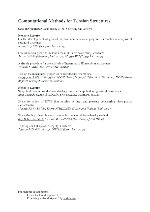 (PDF) Computational Methods for Tension Structures