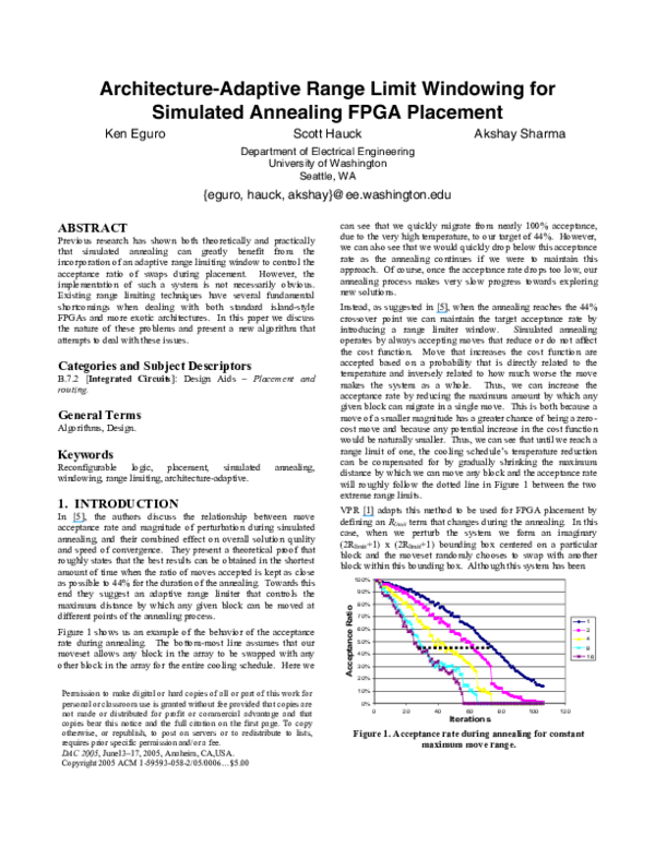 (PDF) Architecture-adaptive range limit windowing for simulated annealing FPGA placement