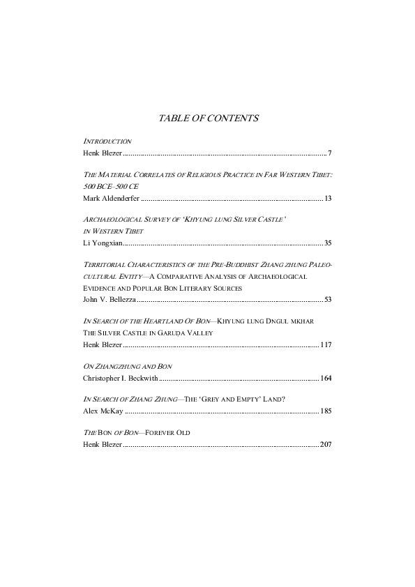 (PDF) Introduction to edited volume Emerging Bon: The Formation of Bon ...