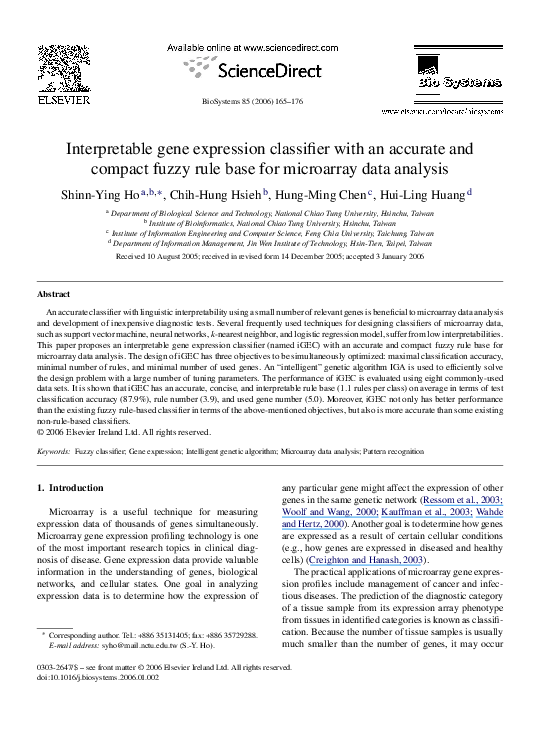 (PDF) Interpretable gene expression classifier with an accurate and compact fuzzy rule base for ...