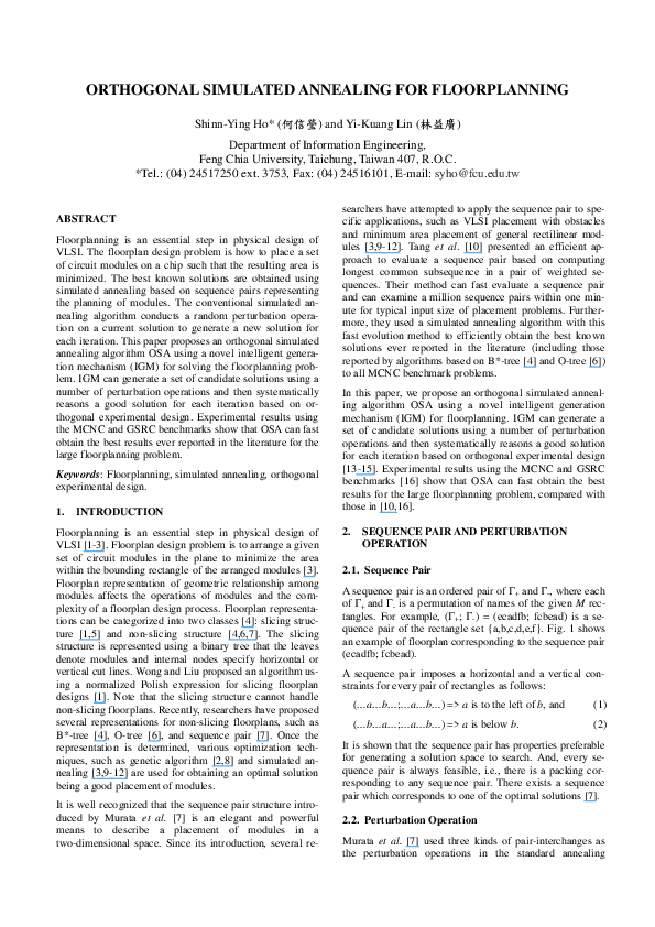 (PDF) Orthogonal Simulated Annealing for Floorplanning