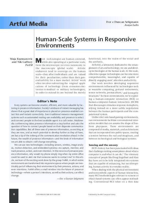 (PDF) Human-scale systems in responsive environments