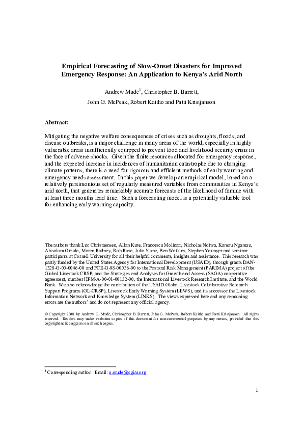 (PDF) Empirical Forecasting of Slow-Onset Disasters for Improved ...