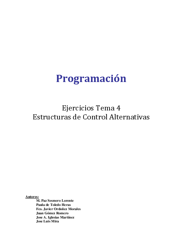 (PDF) Programación Ejercicios Tema 4 Estructuras de Control Alternativas