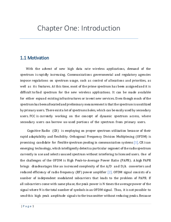 (PDF) Chapter One: Introduction 1.1 Motivation