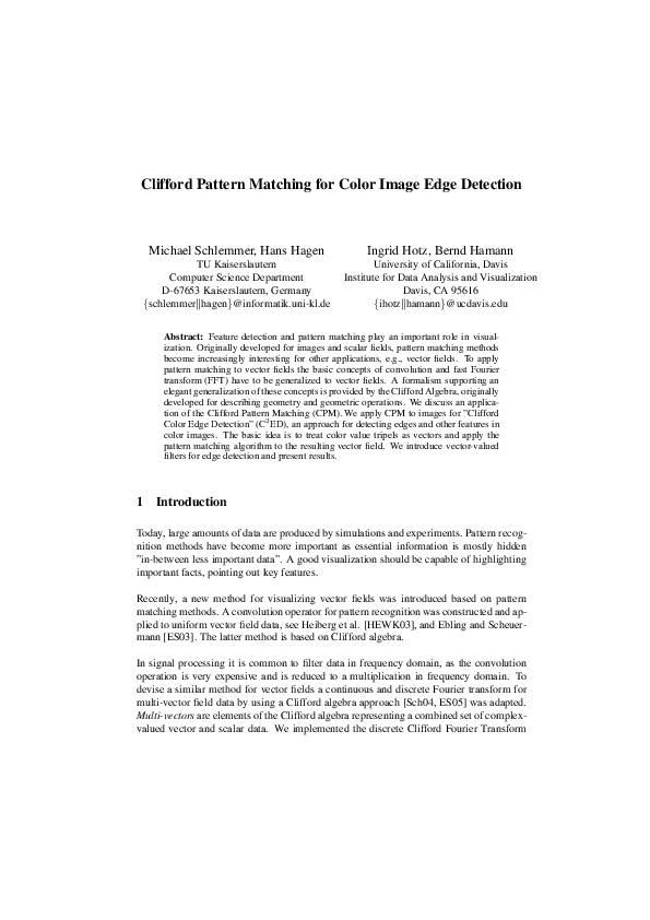 Pdf Clifford Pattern Matching For Color Image Edge Detection Ingrid Hotz