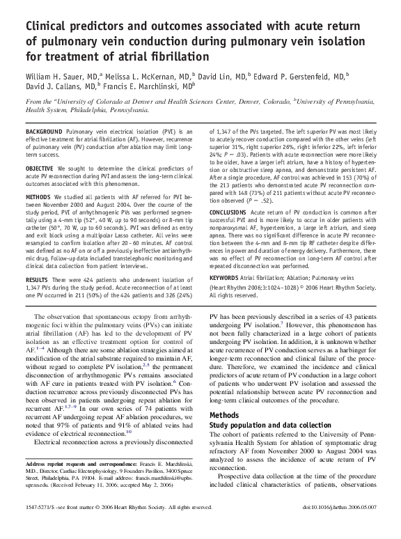 (PDF) Functional Pulmonary Vein Isolation During Atrial Fibrillation Ablation | Paramdeep ...