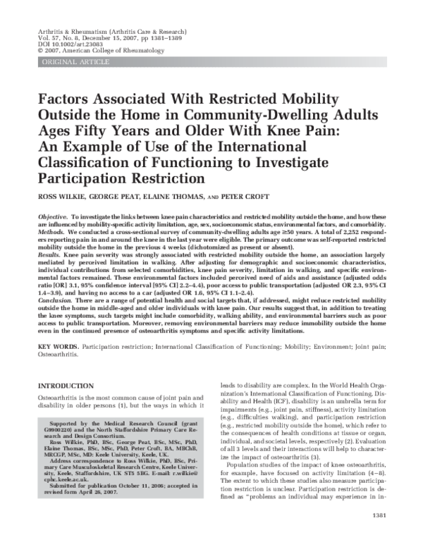 (PDF) Factors associated with restricted mobility outside the home in ...