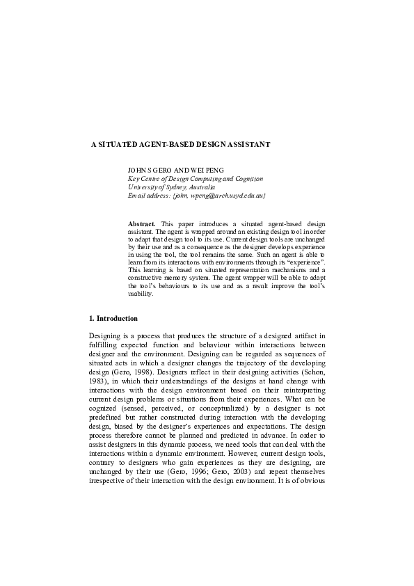 (PDF) A Situated Agent-Based Design Assistant