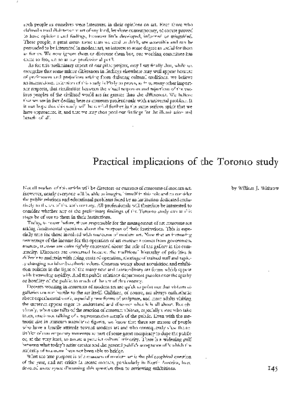 (PDF) Practical implications of the Toronto study