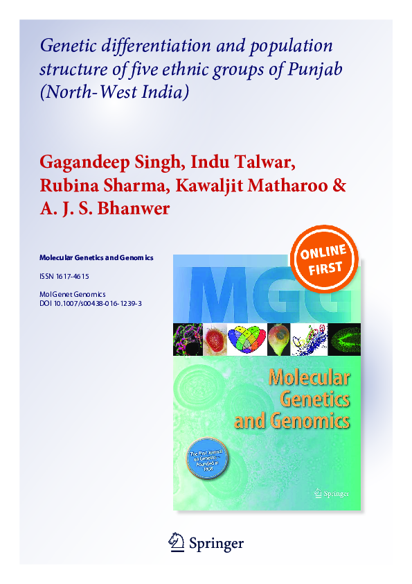 (PDF) Molecular Genetics and Genomics Genetic differentiation and ...