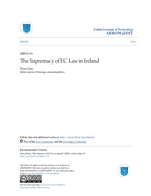 (PDF) The Supremacy of EC Law in Ireland