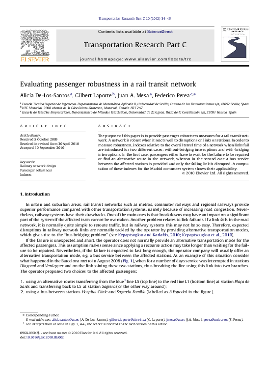 (PDF) Evaluating passenger robustness in a rail transit network