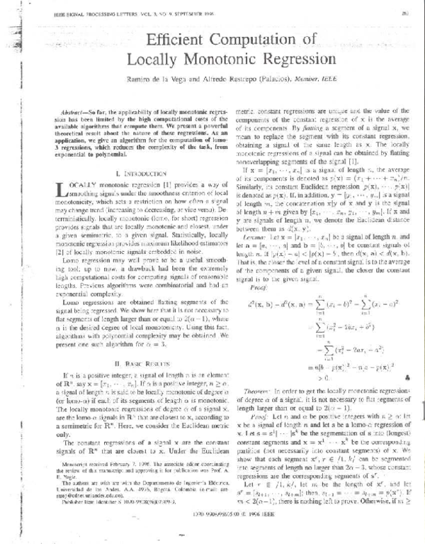 (PDF) Efficient computation of locally monotonic regression