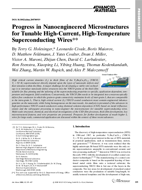 (PDF) Progress in Nanoengineered Microstructures for Tunable High-Current, High-Temperature ...