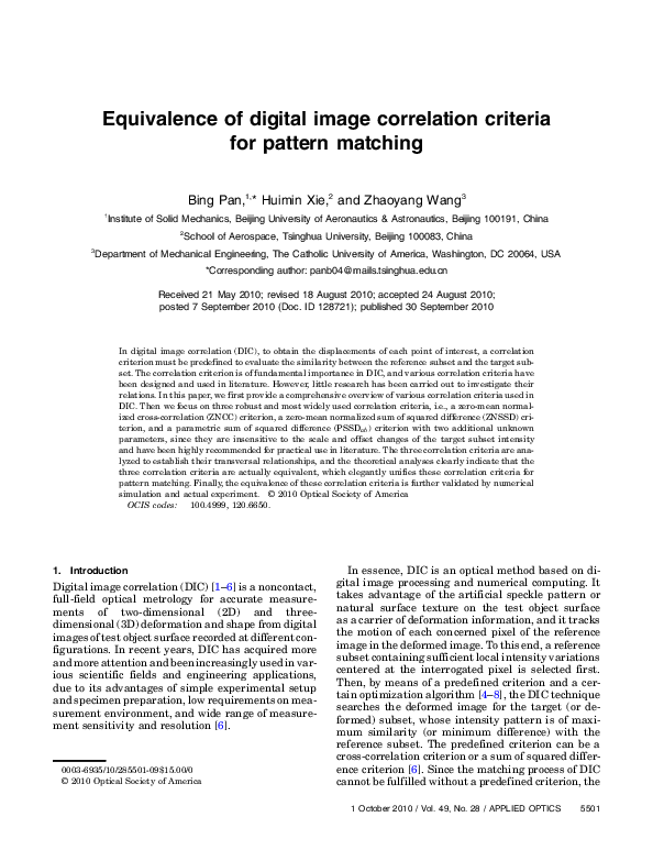 (PDF) Equivalence of digital image correlation criteria for pattern ...
