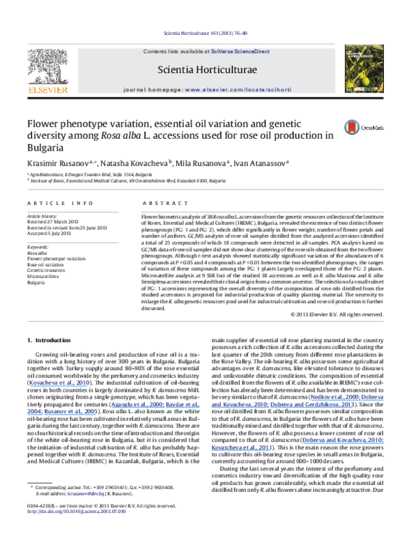 (PDF) Flower phenotype variation, essential oil variation and genetic ...
