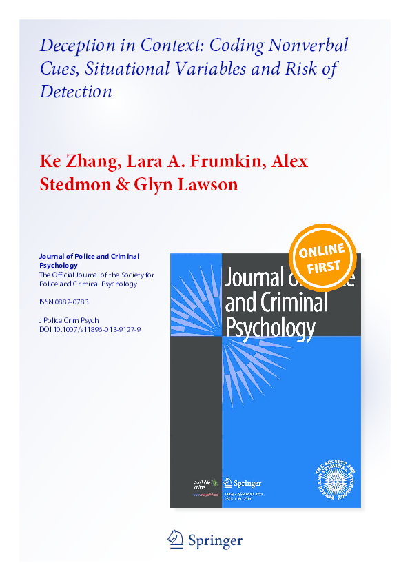 (PDF) Deception in Context: Coding Nonverbal Cues, Situational ...