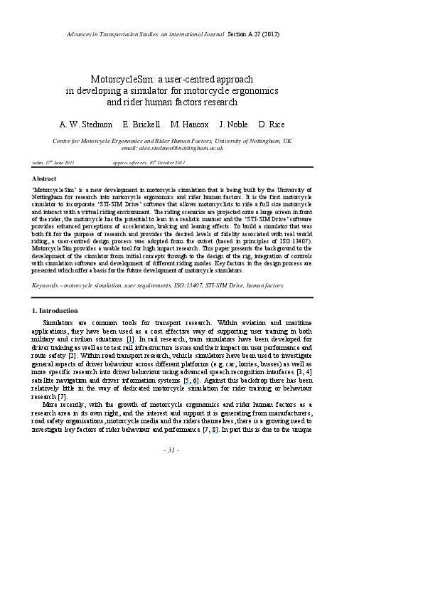 (PDF) MotorcycleSim: a user-centred approach in developing a simulator ...
