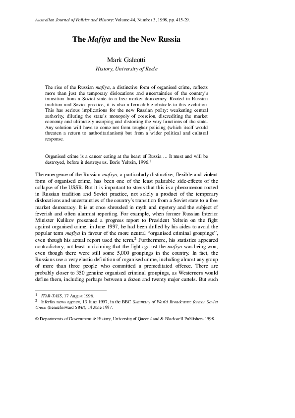 (PDF) The Mafiya and the New Russia