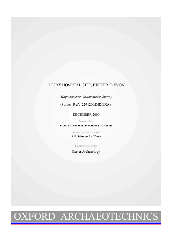 (PDF) Digby Hospital, Exeter, Devon. Geophysical Report. 2001