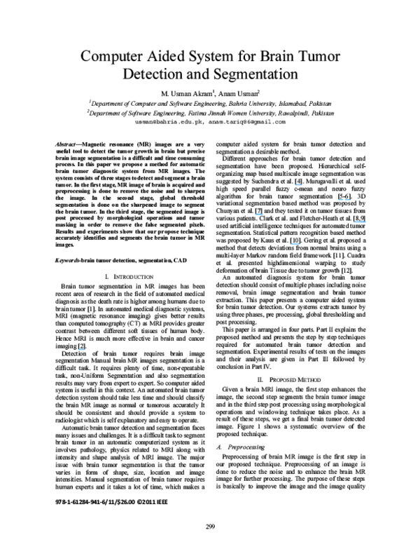 (PDF) Computer aided system for brain tumor detection and segmentation