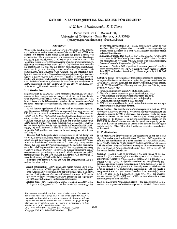 (PDF) SATORI - A Fast Sequential SAT Engine for Circuits