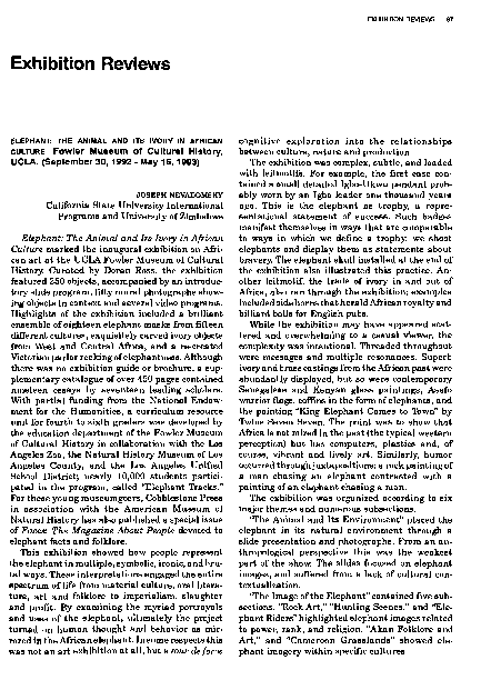 (PDF) Elephant: The Animal and its Ivory in African Culture. Fowler ...