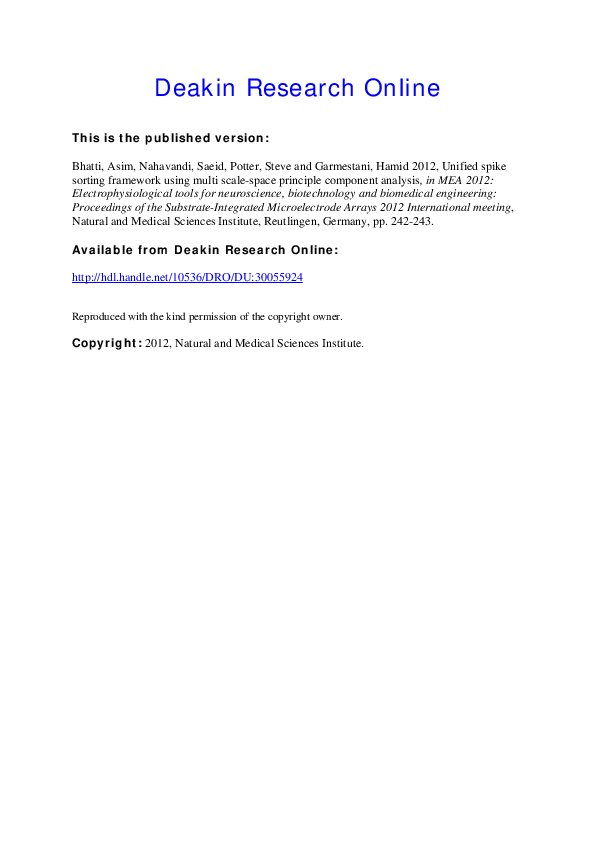 Pdf Unified Spike Sorting Framework Using Multi Scale Space Principle