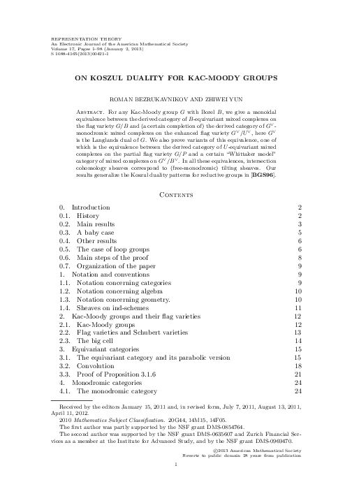 (PDF) On Koszul duality for Kac-Moody groups