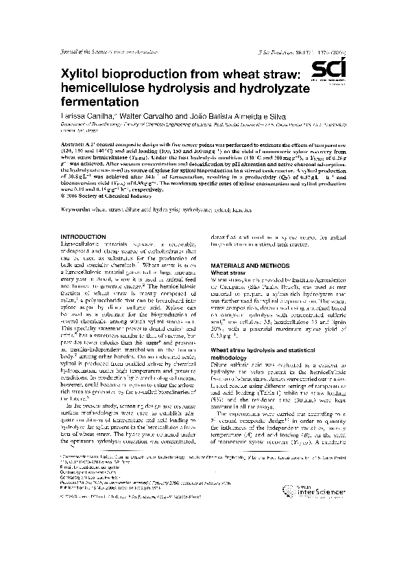 (DOC) Xylitol bioproduction from wheat straw: hemicellulose hydrolysis ...
